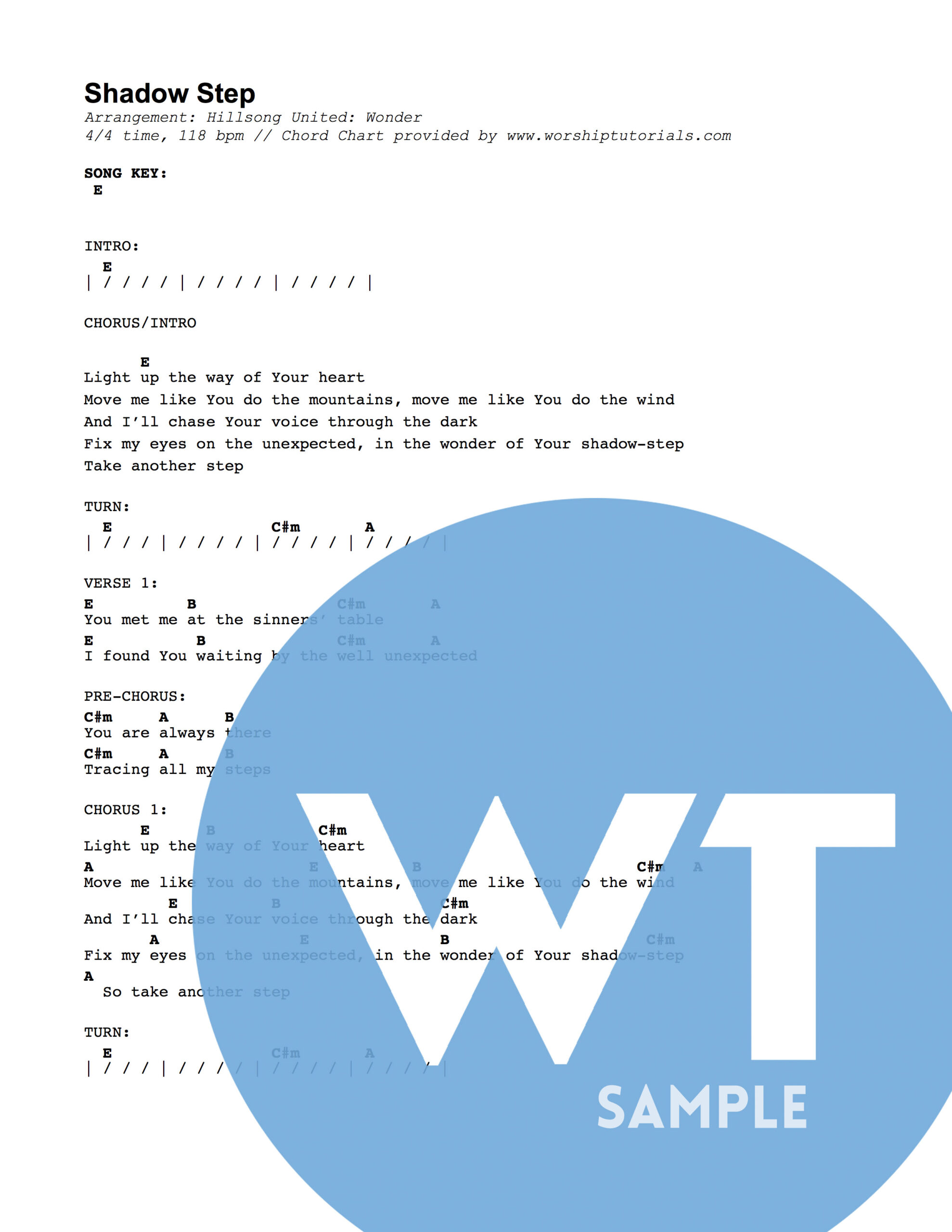 Shadow Step - Hillsong United - Chord charts, tutorial, and more